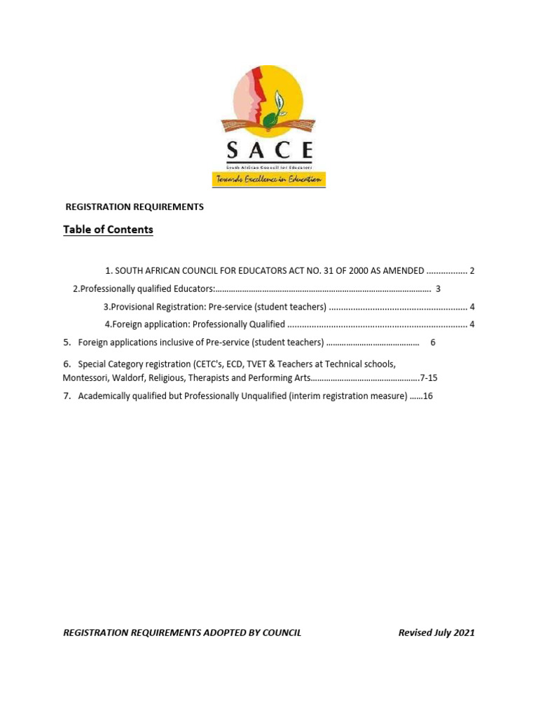 SACE Registration Requirements Overview | PDF | Identity Document | Diploma