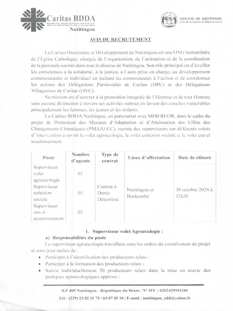 Avis de Recrutement - Superviseurs | PDF