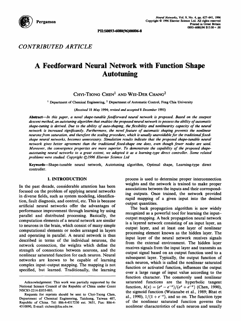 Chen and Chang1996_A Feedforward Neural Network With Function Shape Autotuning | PDF ...
