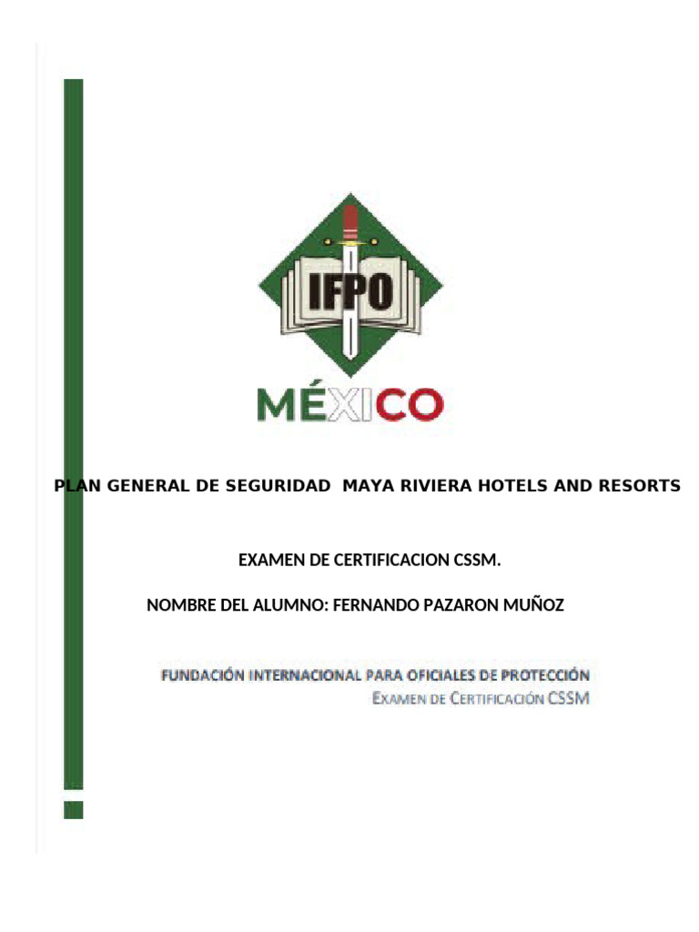 Estudio de Seguridad Maya Riviera Hotels Examen CSSM | PDF | Riesgo | Valores