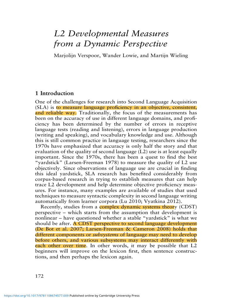 l2 Developmental Measures From A Dynamic Perspective | PDF | Second Language | Second Language ...