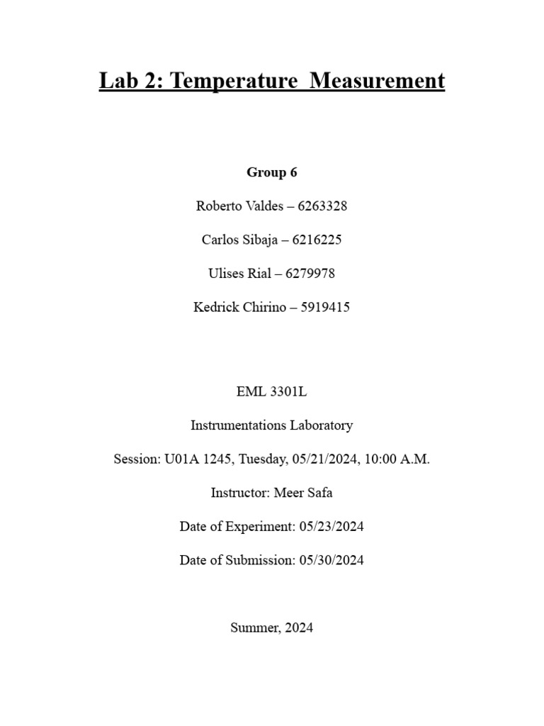 Thermocouple Temperature Measurement Lab | PDF | Thermocouple ...