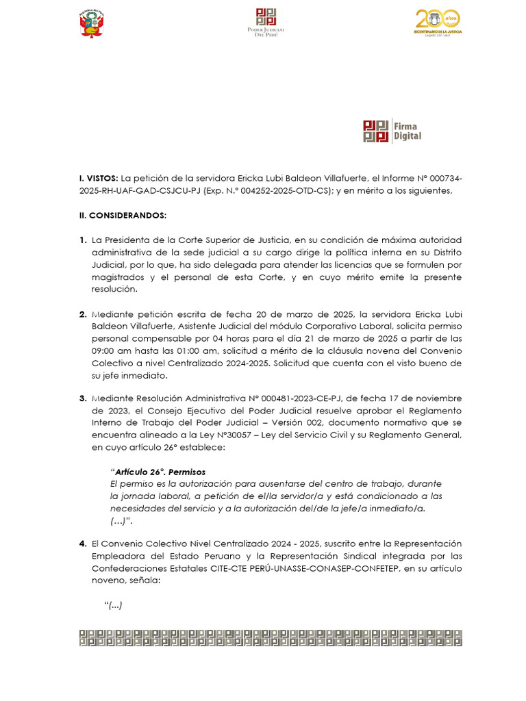Resolucion Administrativa 000489 2025 P Csjcu | PDF | Derecho laboral | Gobierno