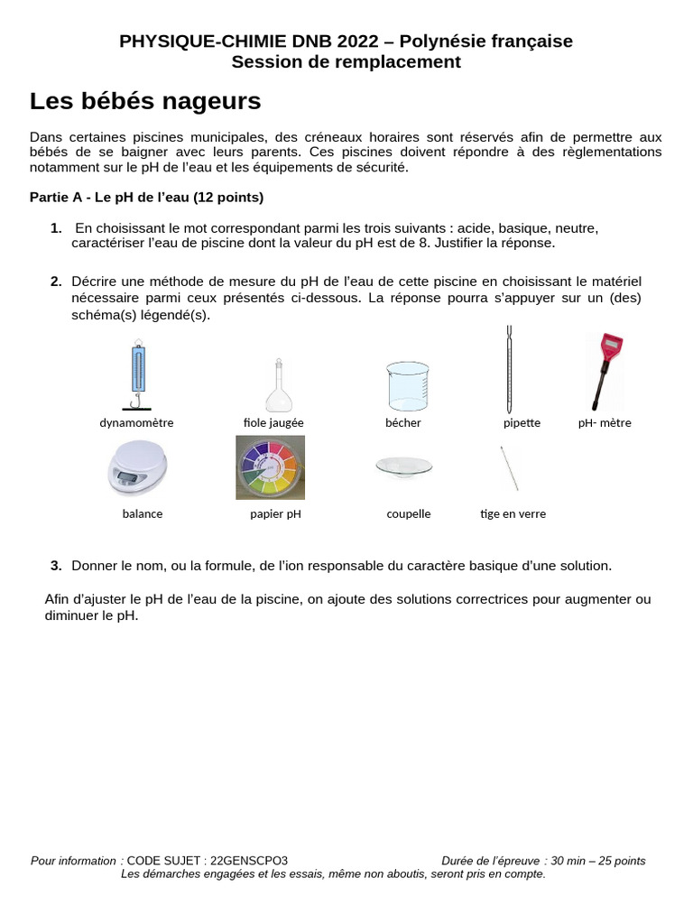 Schéma coupelle et pH piscine | PDF | Ph | Eau