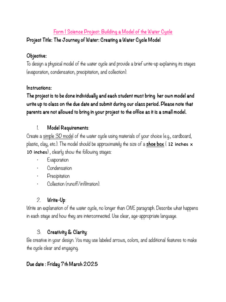 Science Project Form 1 (2024-2025) - The Journey of Water | PDF | Water ...