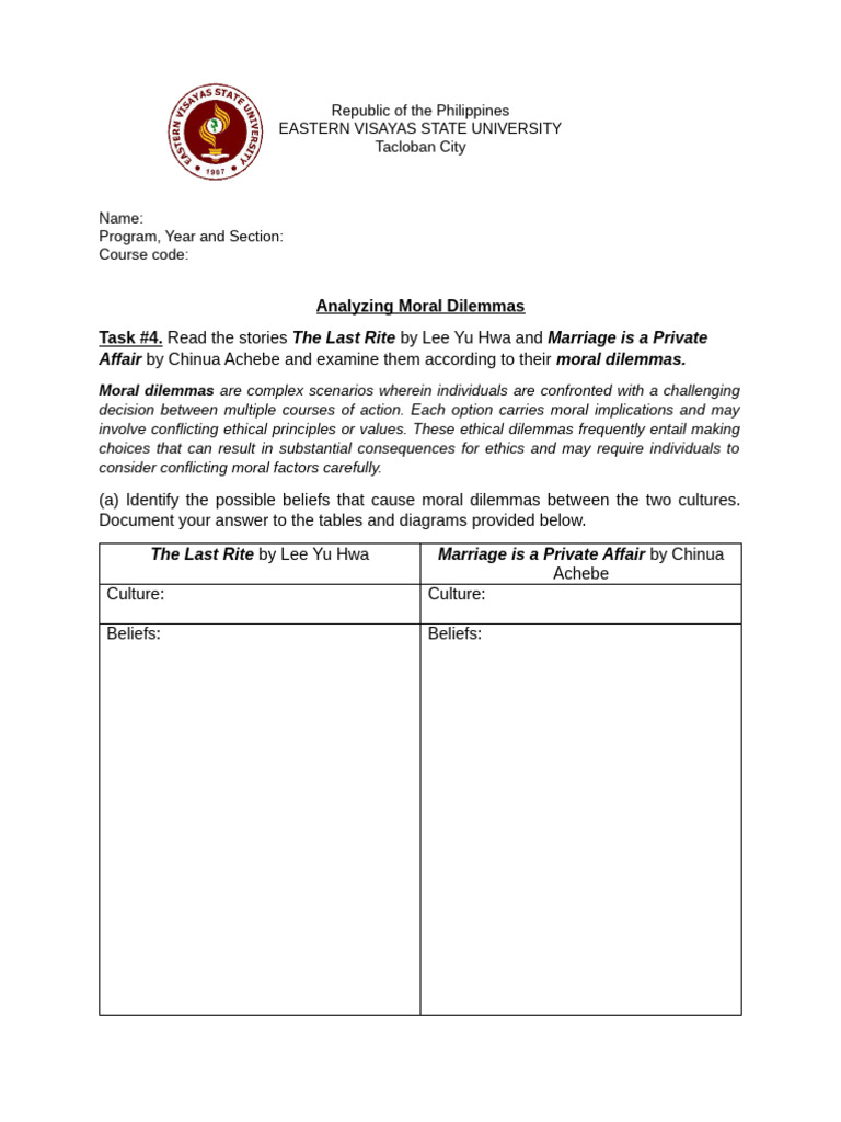 Resolving Moral Dilemmas in Literature | PDF