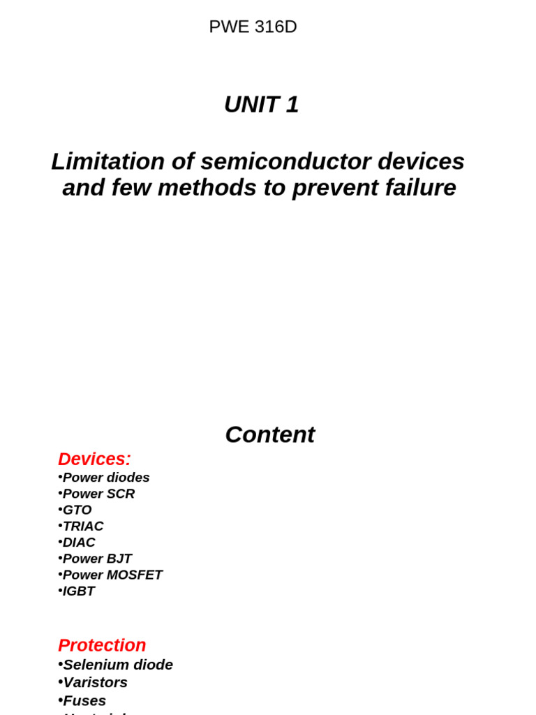 Unit 1 Semiconductor Devices - Updated | PDF | Power Electronics | Electronic Engineering