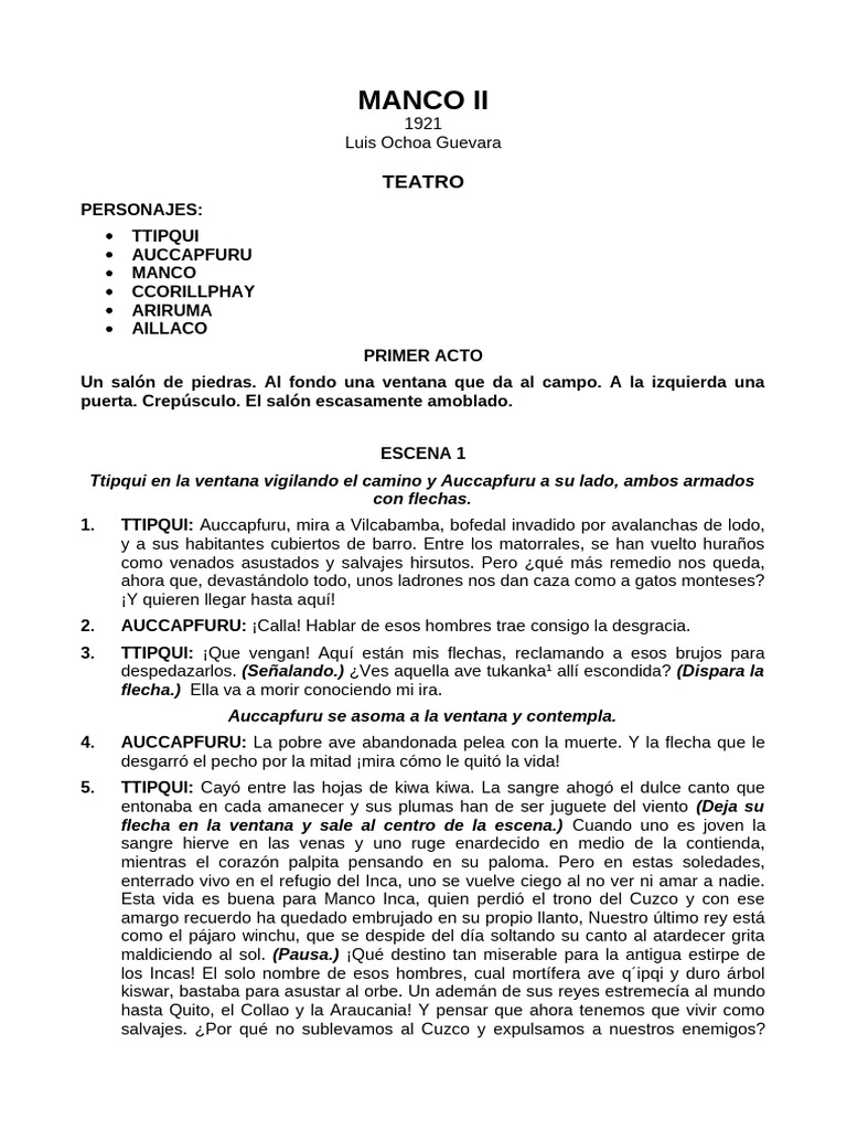 MANCO II - Luis Ocho Guevara | PDF | Imperio Inca