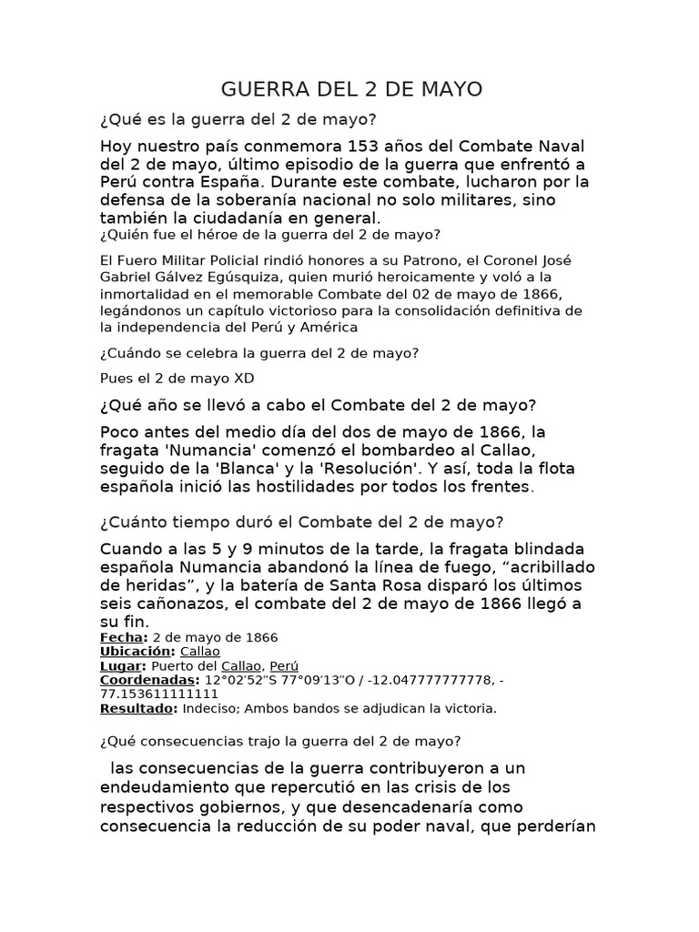 Guerra Del 2 de Mayo | PDF
