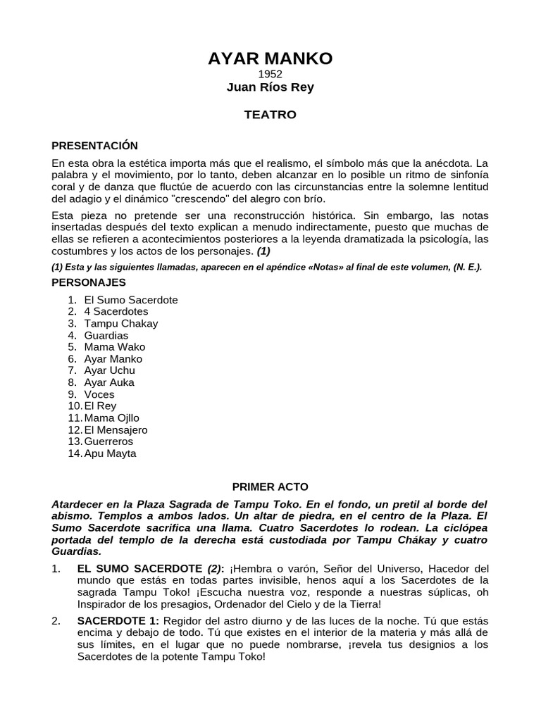 AYAR MANKO - Juan Rios | PDF