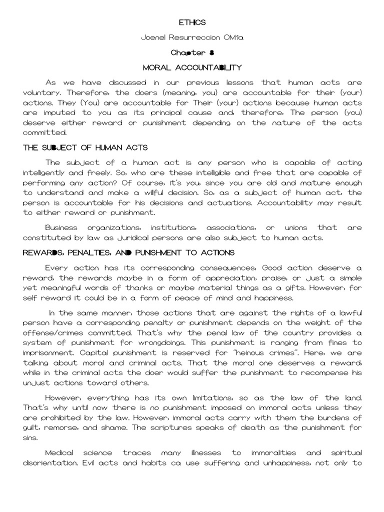 Ethics Chapter 8 WPS Office | PDF | Punishments | Emotions