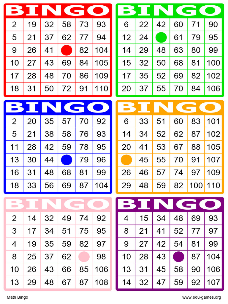Math Bingo Game and Answer Sheet | PDF