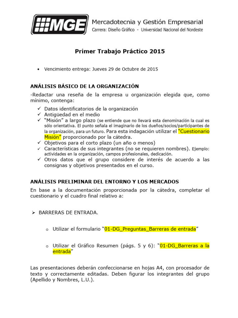 Primer Trabajo 2015 | PDF