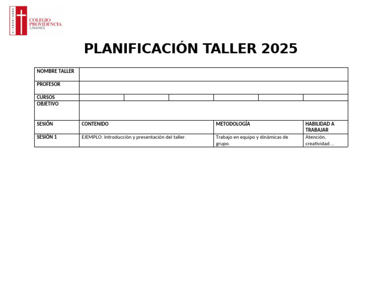 Planificación Taller 2025 | PDF