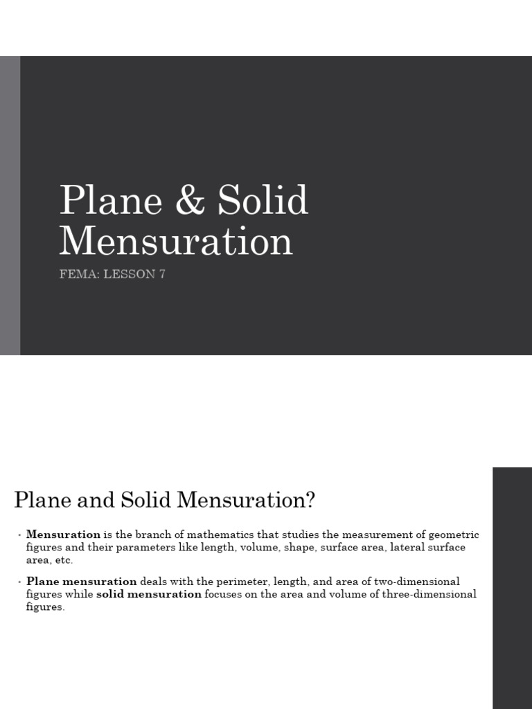 Plane and Solid Mensuration | PDF | Shape | Area