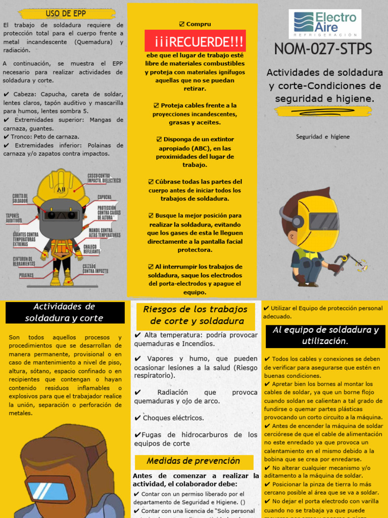 Epp Y Seguridad En Soldadura Según Nom 027 Pdf Soldadura Construcción