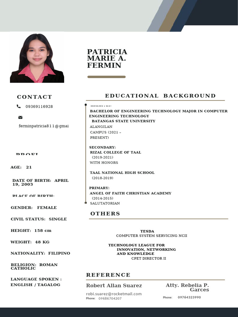 Patricia Marie A. Fermín's Resume | PDF