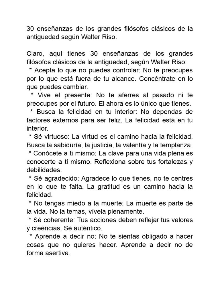 30 Enseñanzas de Los Grandes Filósofos Clásicos de La Antigüedad Según ...