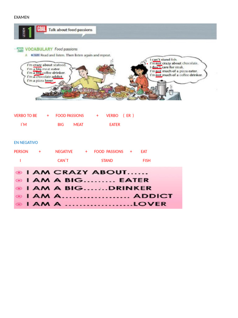 English Food Vocabulary and Grammar Guide | PDF