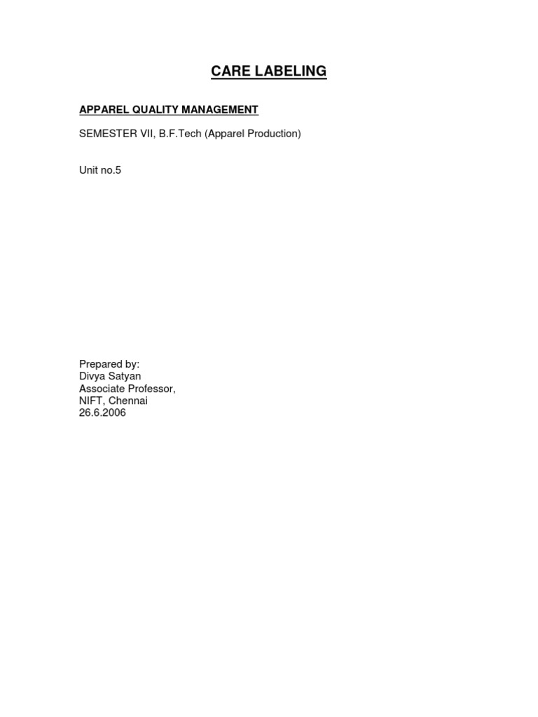 Care Labelling | PDF | Clothing | Industries