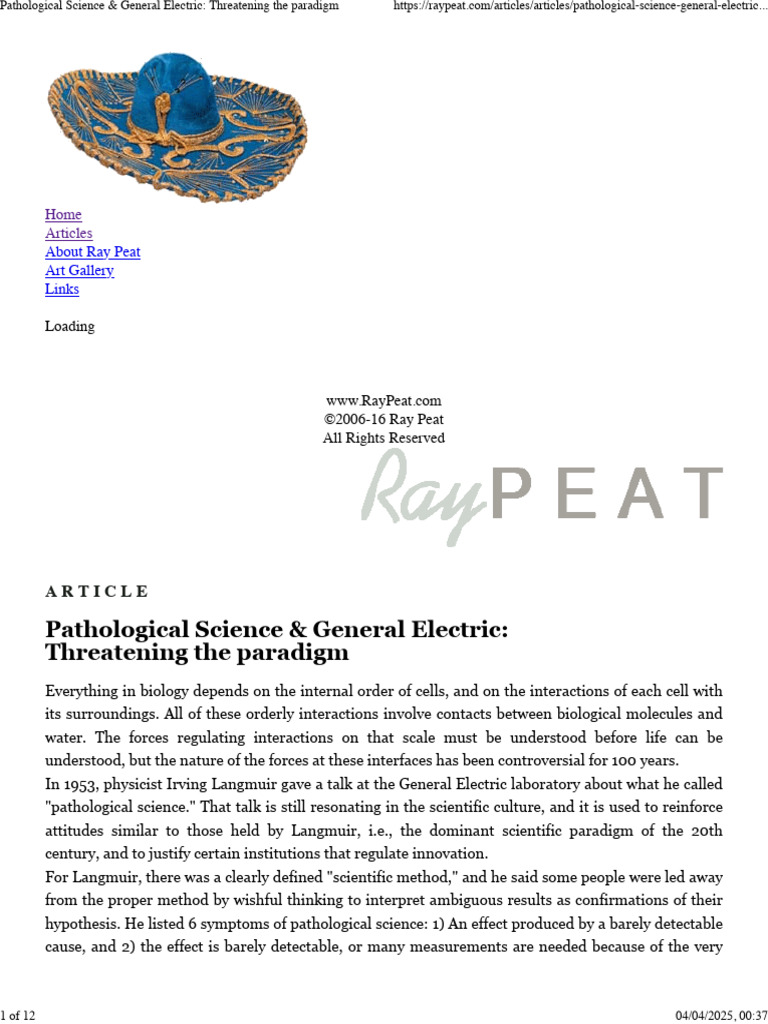 DR Ray Peat - Pathological Science & General Electric - Threatening The ...