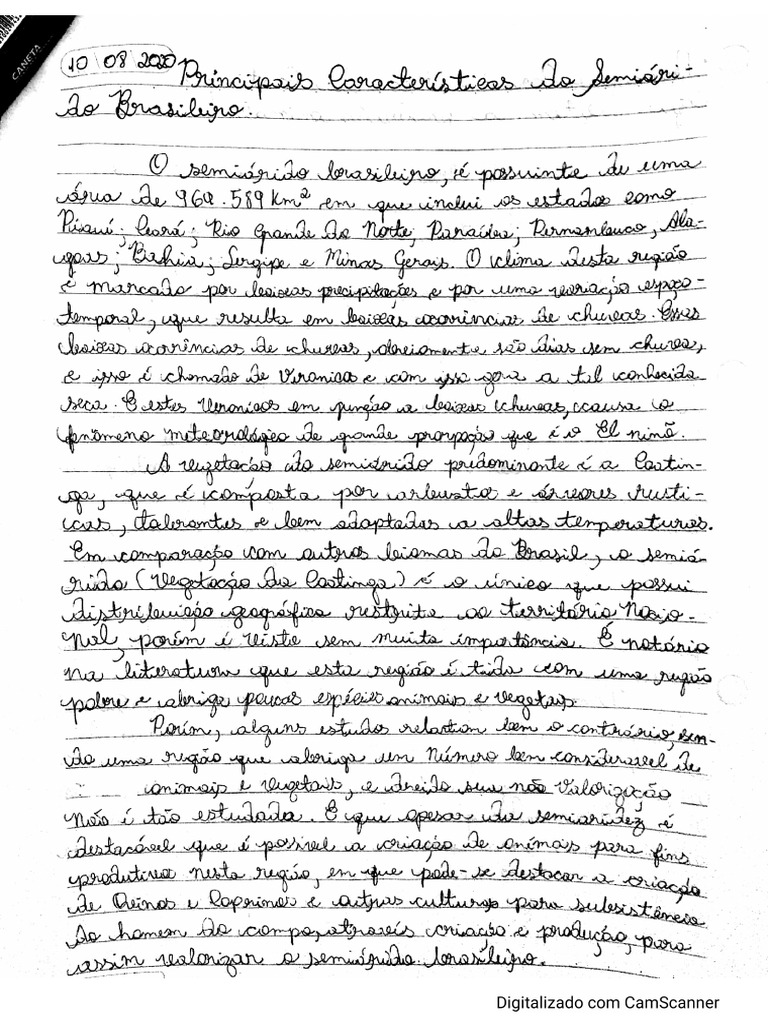 Ativ 1 - Aula 1 Semiárido Brasileiro | PDF