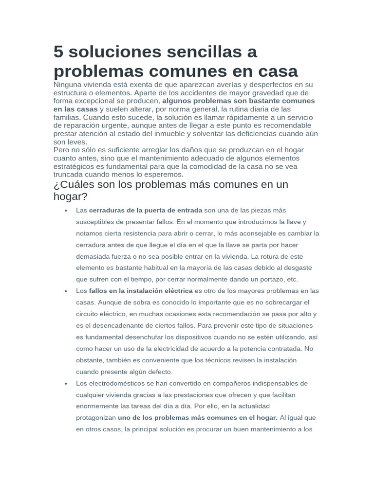 Soluciones a problemas comunes en casa | PDF | Barrio residencial