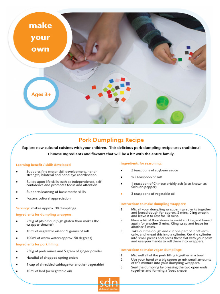 Family Activity Hub Create Your Own Pork Dumplings | PDF | Dumpling ...