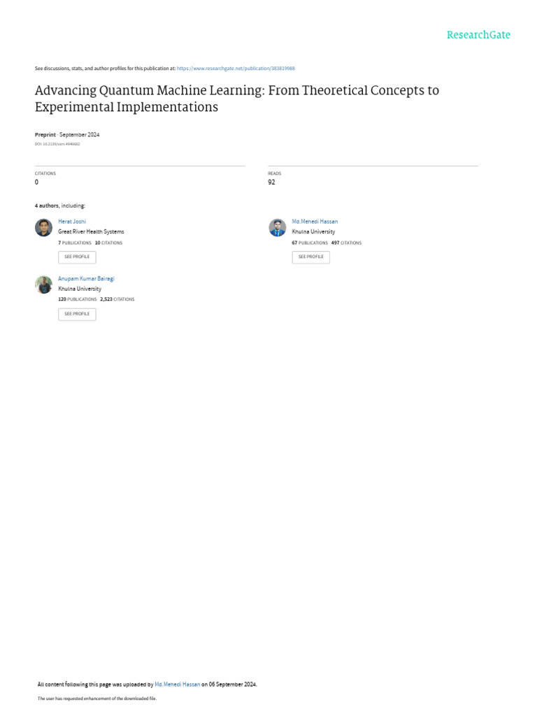 Advancing Quantum Machine Learning From Theoretical Concepts To ...