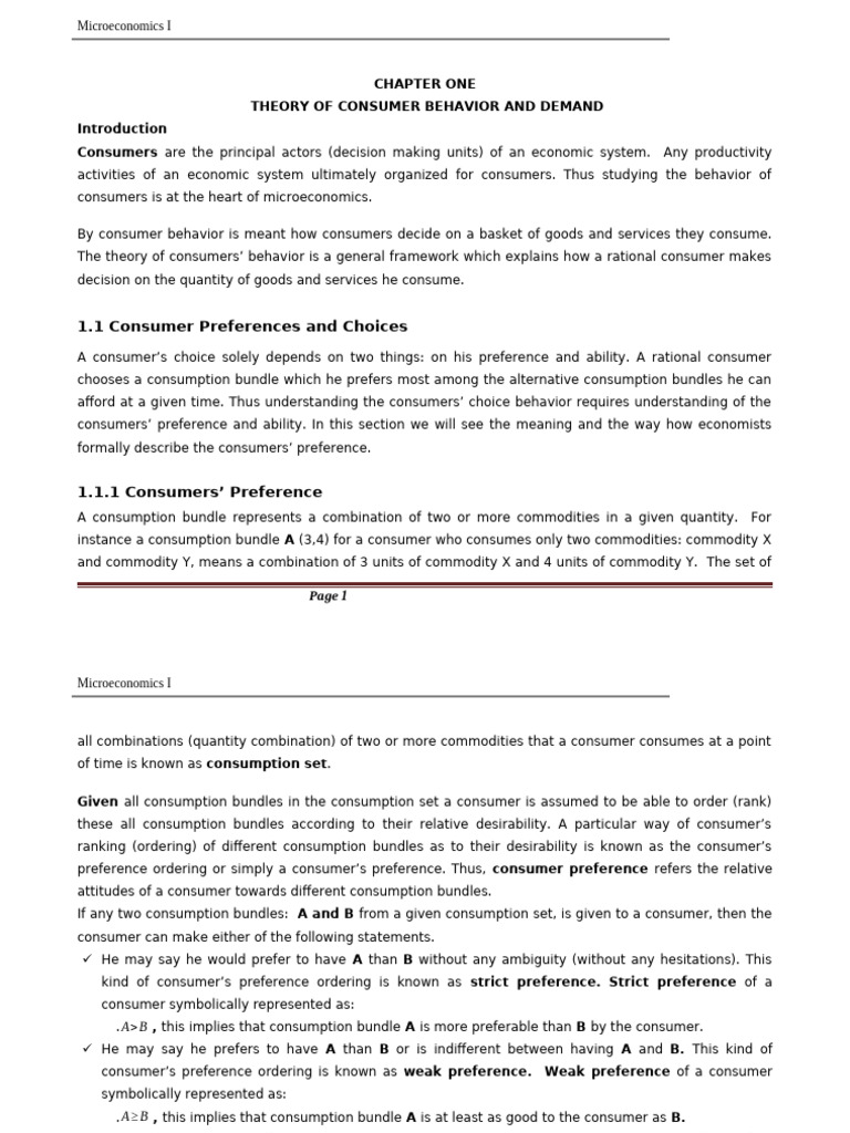 Consumer Behavior and Demand Theory | PDF | Utility | Microeconomics