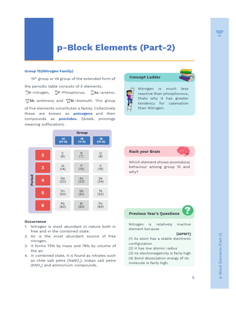 p Block Elements Notes | PDF | Nitrite | Nitric Acid