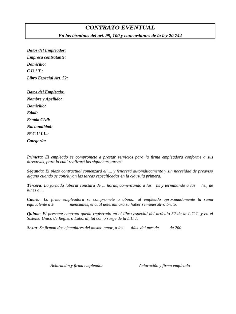 Contrato Eventual | PDF