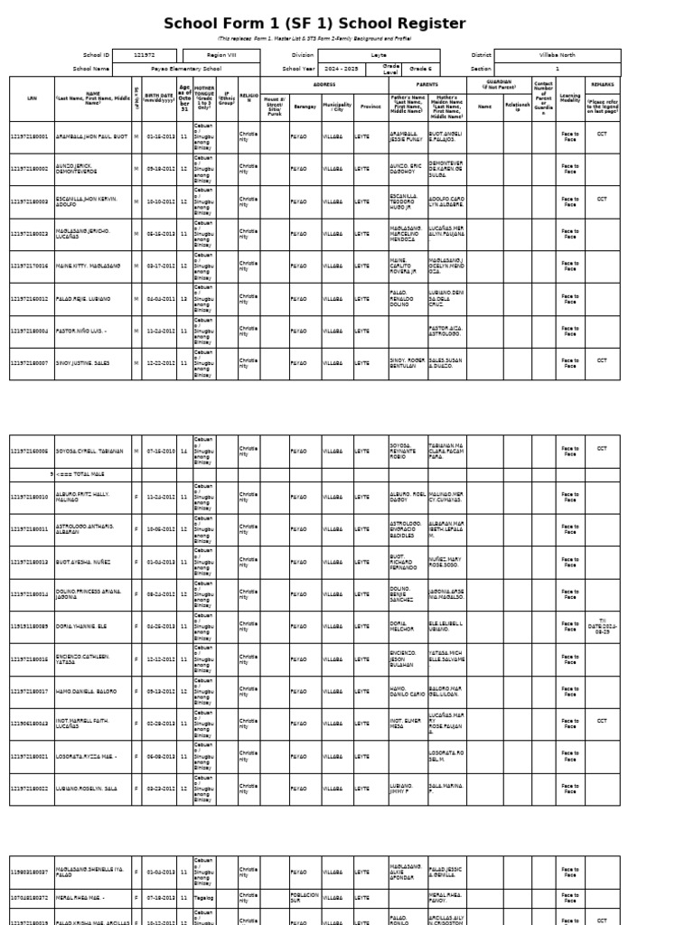 SF1 - 2024 - Grade 6 - 1 | PDF