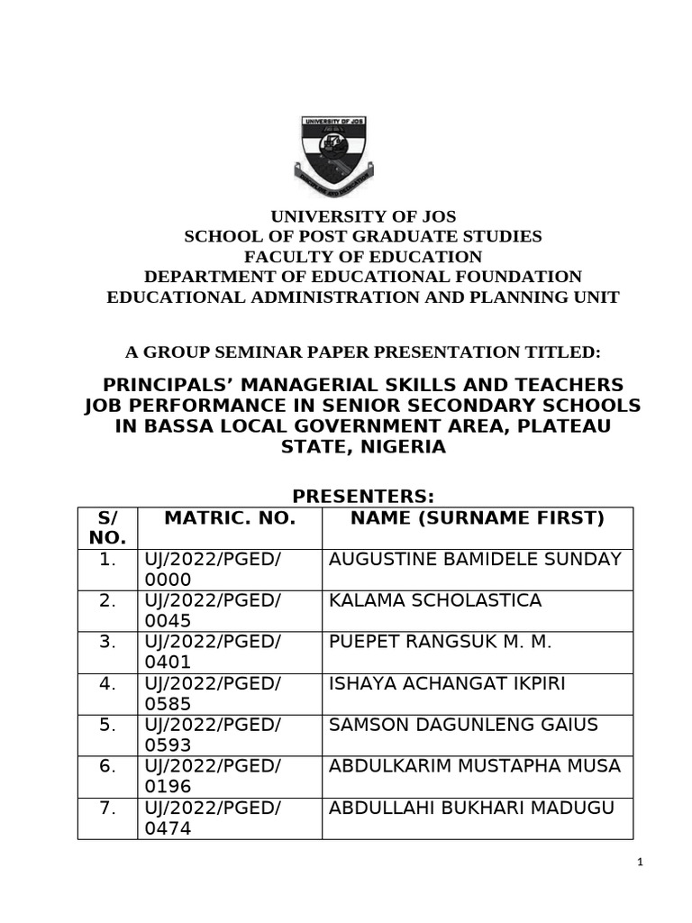 Group Seminar Paper Presentation | PDF | Teachers | Leadership