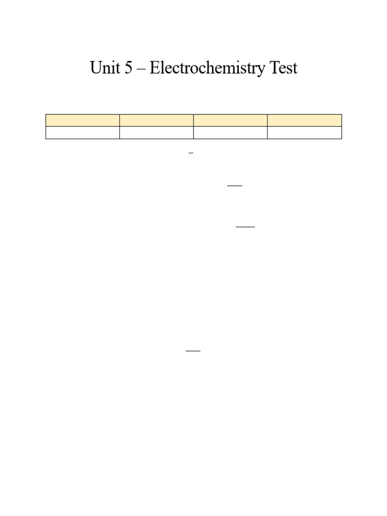 SCH4U Electrochemistry Unit Test | PDF | Redox | Metals