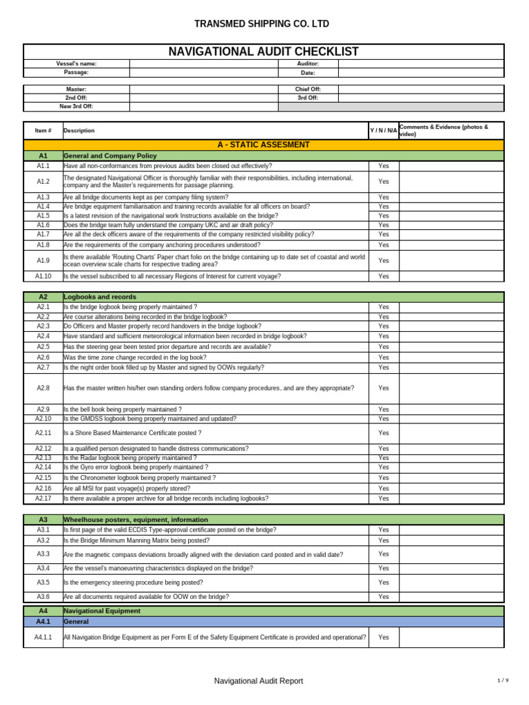 Navigational Audit Checklist | PDF | Navigation