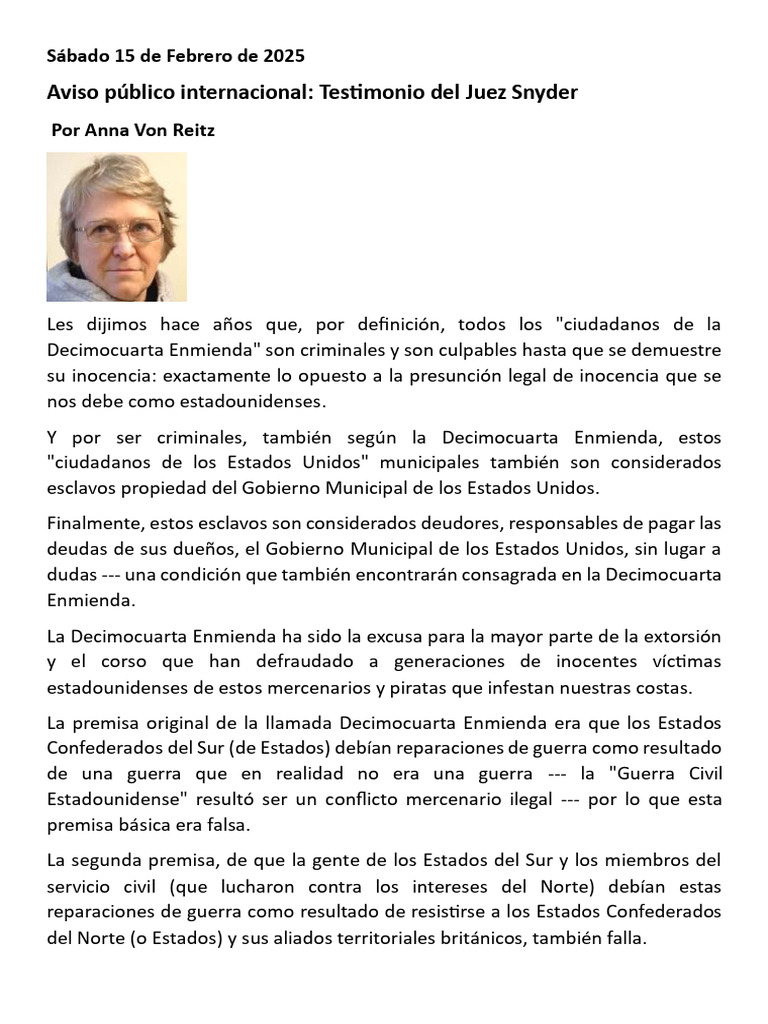 5274-Testimony of Judge Snyder | PDF | Los Estados Unidos | Fraude