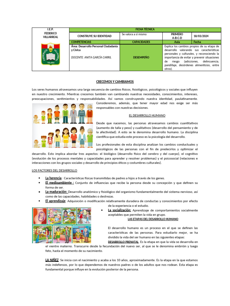 Ficha Técnica 1ro Crecemos y Cambiamos | PDF | Gonadotropina | Hombre