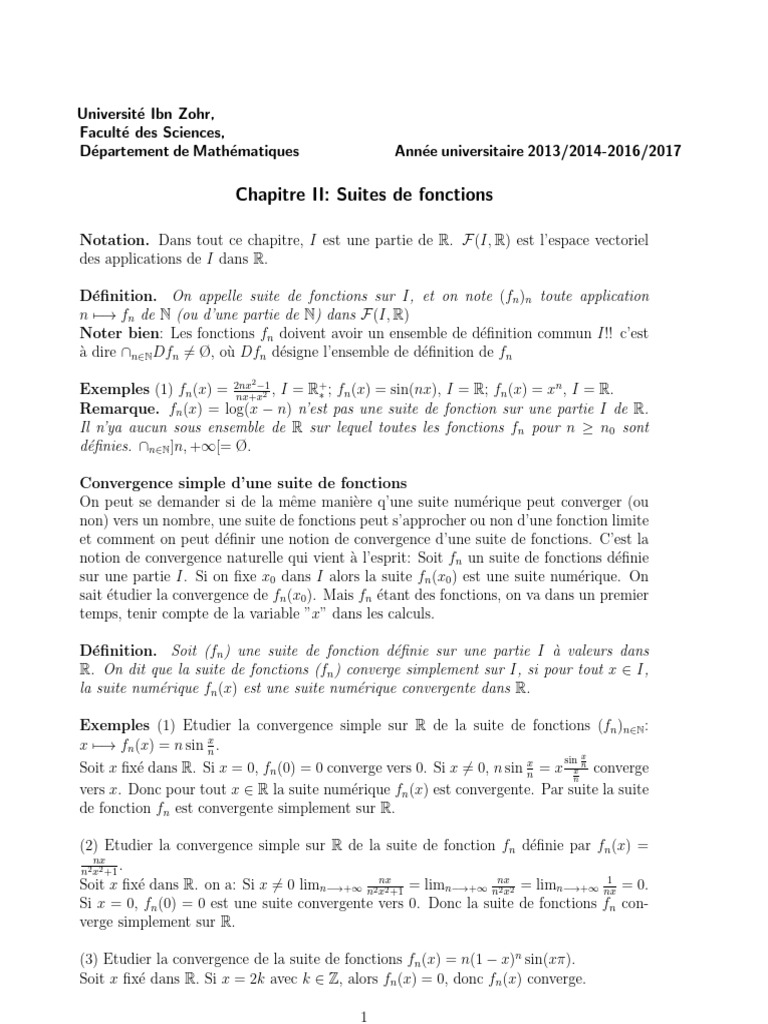 Convergence simple des suites de fonctions | PDF | Limite ...