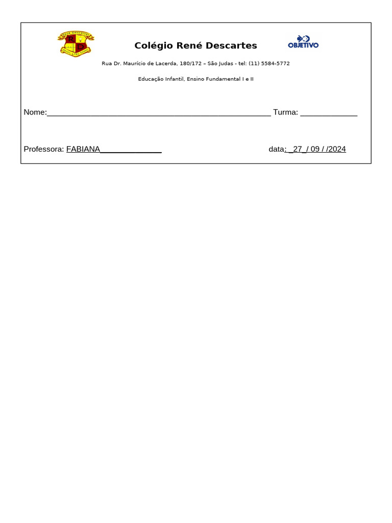 Colégio René Descartes ( Atividades ) Socioemocional19 | PDF