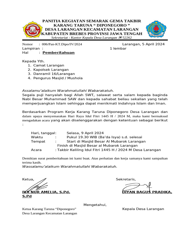 Surat Edaran Takbir 2024 | PDF