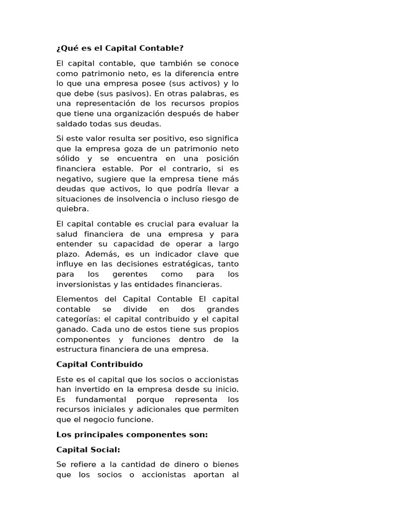 Qué Es El Capital Contable | PDF | Contabilidad | Business