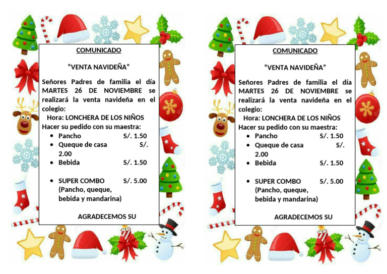 Comunicado Navidad 2 | PDF