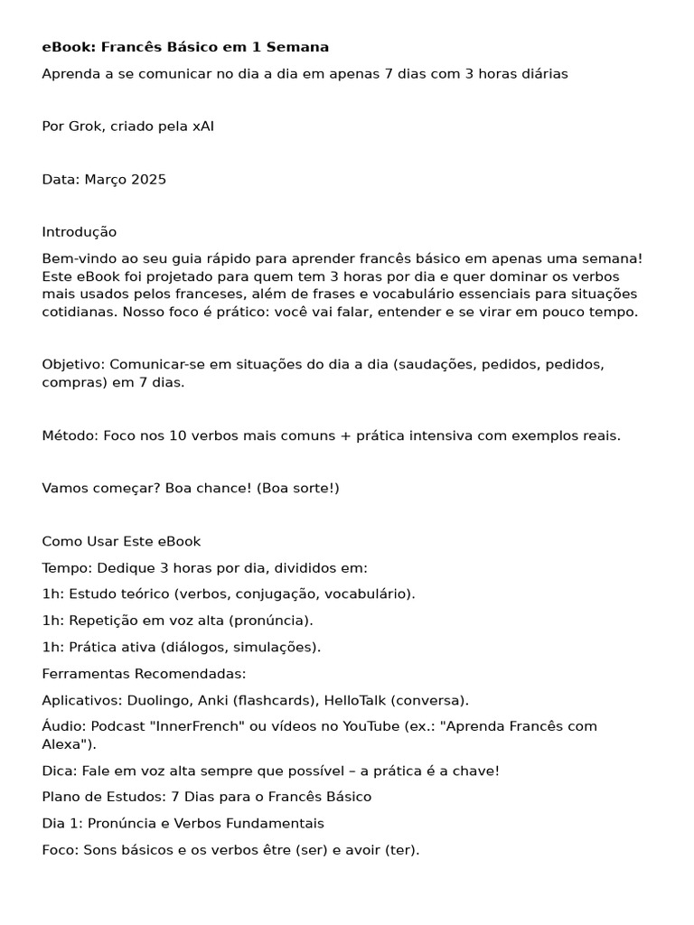 eBook- Francês Básico em 1 Semana | PDF | Linguística
