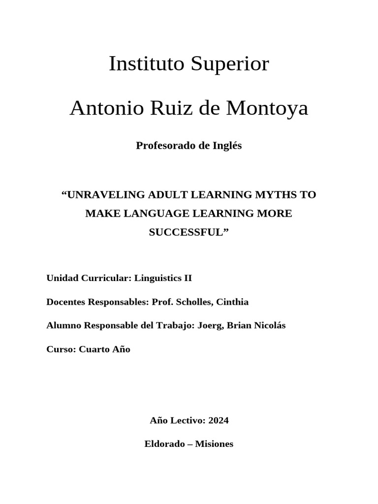 Linguistics Paper Word - REV | PDF | Learning | Adult Education