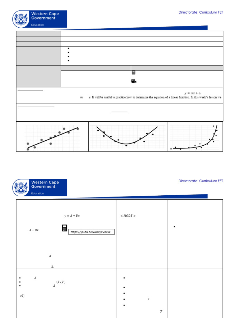 Mathematics Grade 12 Term 3 Week 3_2020 | PDF | Linear Regression | Scatter Plot