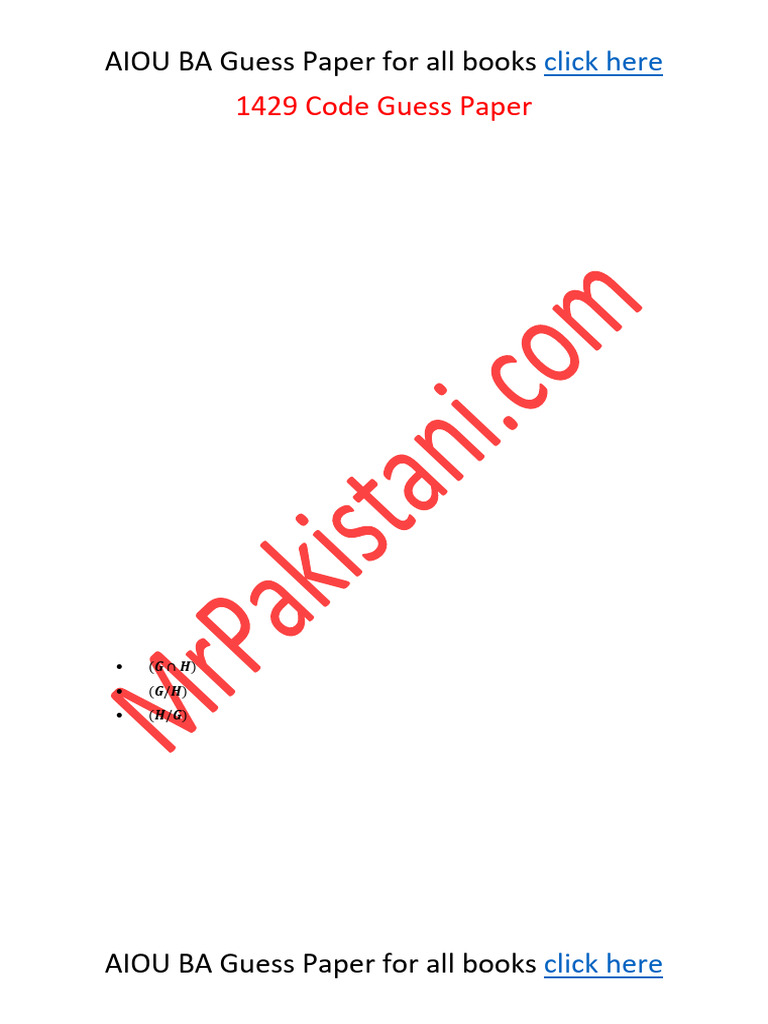 AIOU 1429 Guess Paper 2025 PDF | PDF | Probability Theory | Probability