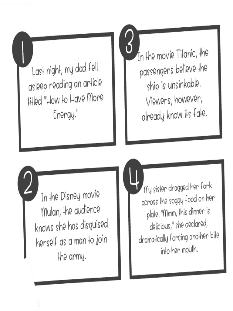 Irony Task Cards | PDF