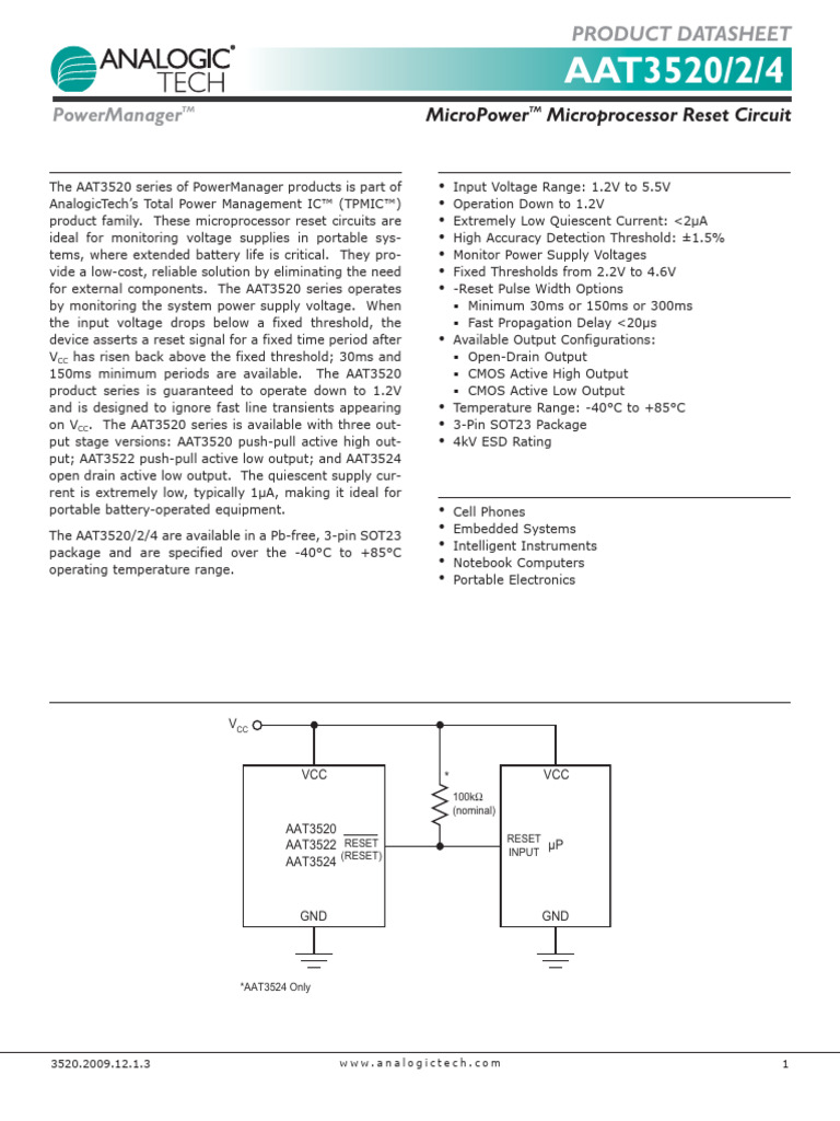 AAT3520 AdvancedAnalogicTechnologies | PDF | Power Supply | Capacitor