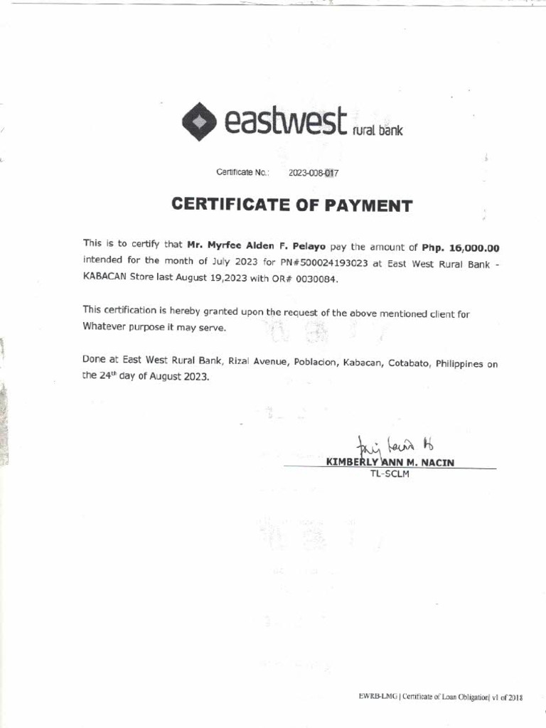 Cert. Payments | PDF